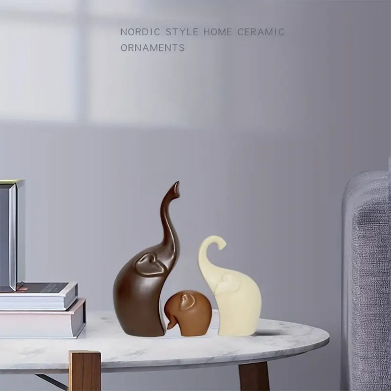 Dakota Fields [Ceramic Elephant Family Statue] 3Pcs Ceramic Elephant ...